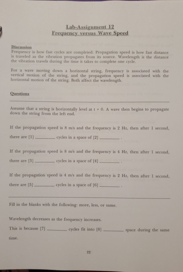 Solved Lab-Assignment 12 Frequency versus Wave Speed | Chegg.com