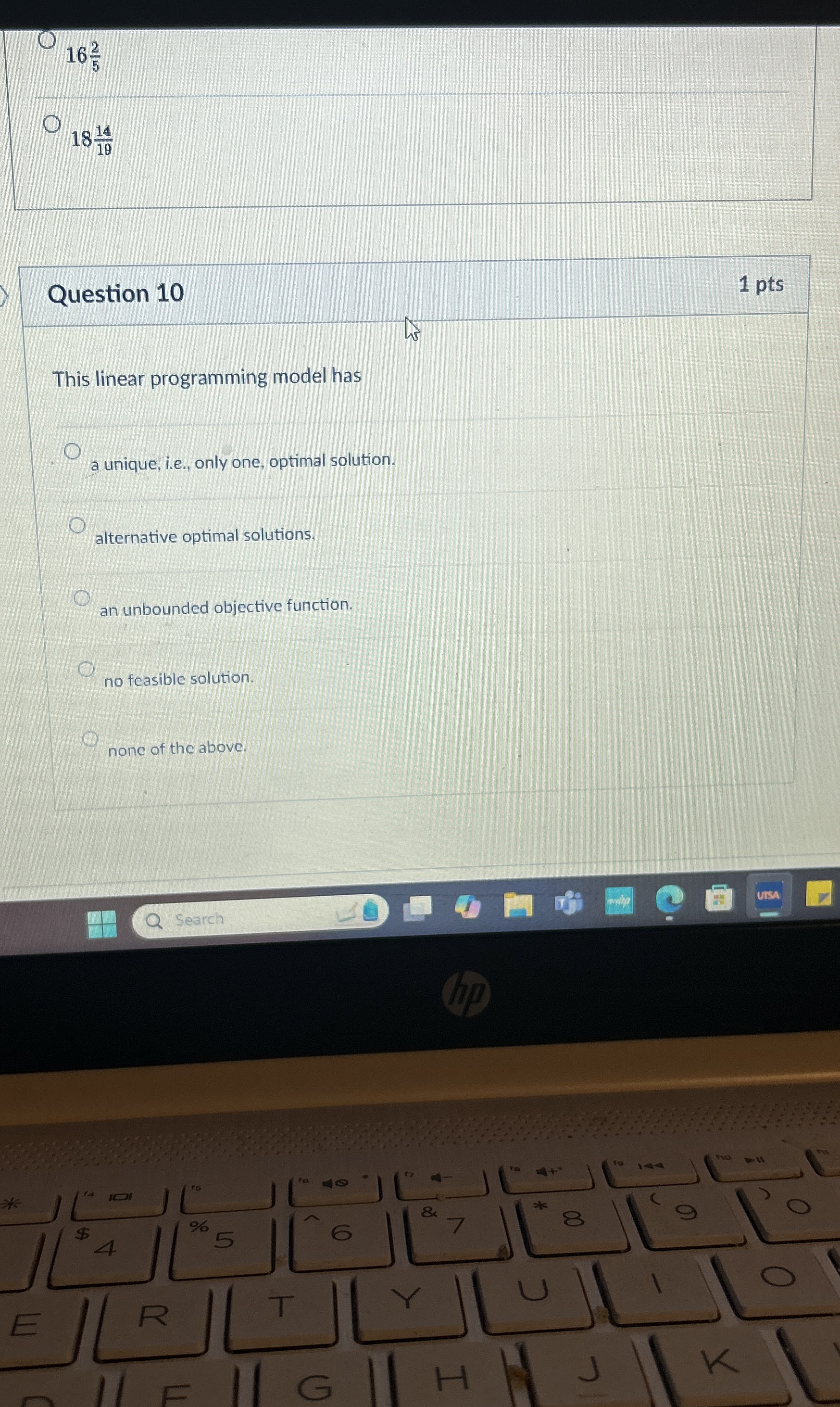 Solved 1625181419question 101 ﻿ptsthis Linear Programming 0373