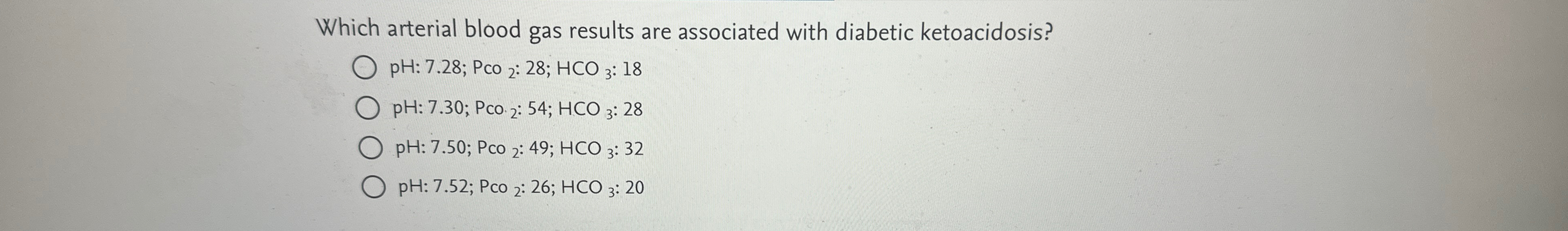 Solved Which arterial blood gas results are associated with | Chegg.com