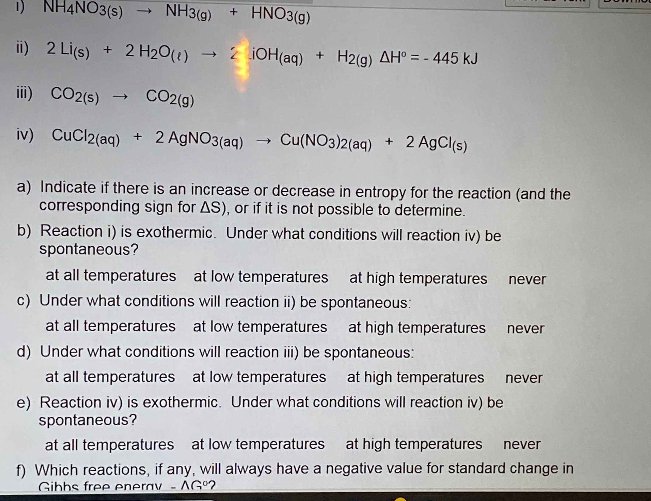 Solved Consider the reactions:Answers are a) ﻿increase, | Chegg.com