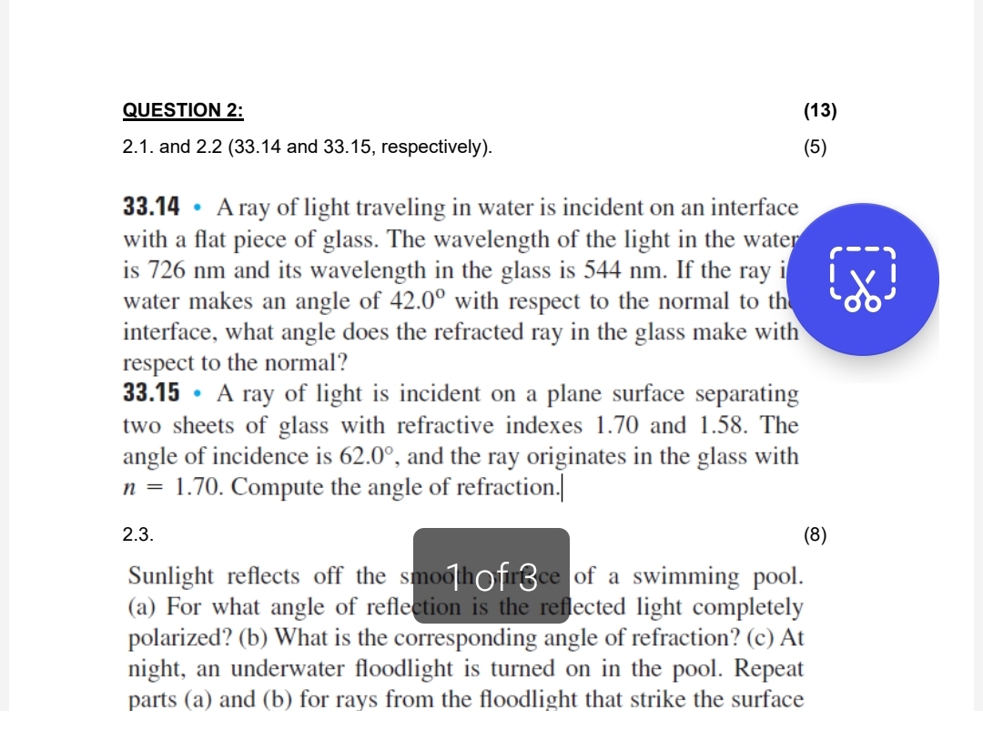 Solved QUESTION 2:2.1. ﻿and 2.2 (33.14 ﻿and 33.15, | Chegg.com