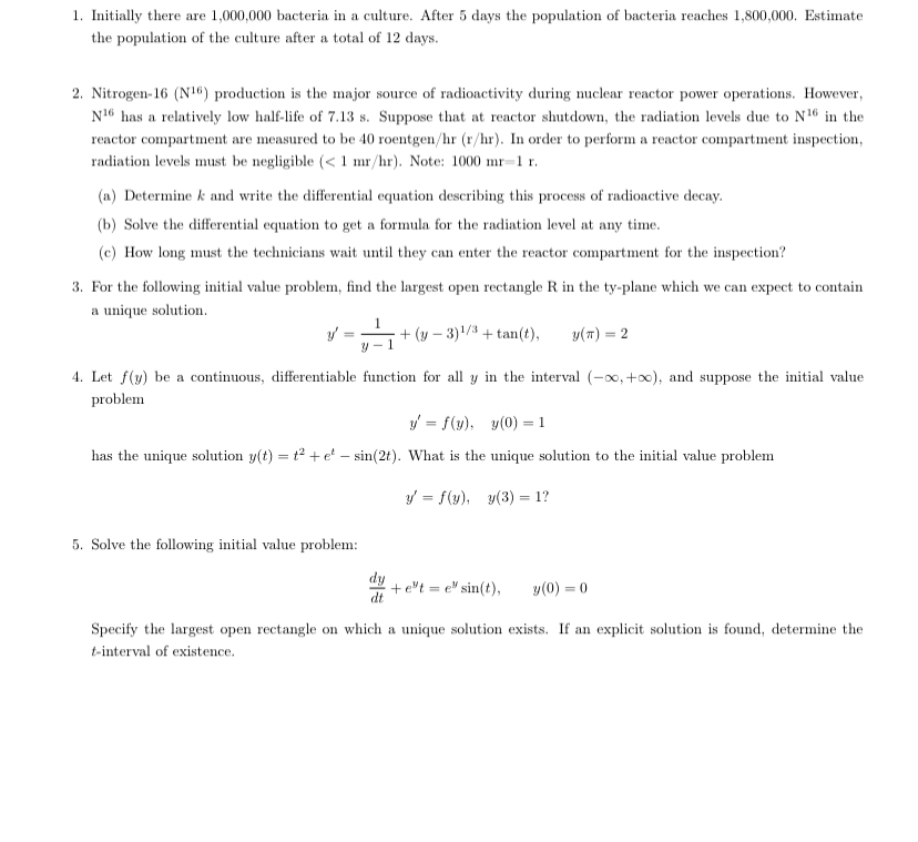Solved Initially there are 1,000,000 ﻿bacteria in a culture. | Chegg.com