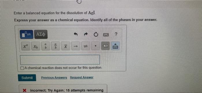 Solved Enter a balanced equation for the dissolution of | Chegg.com