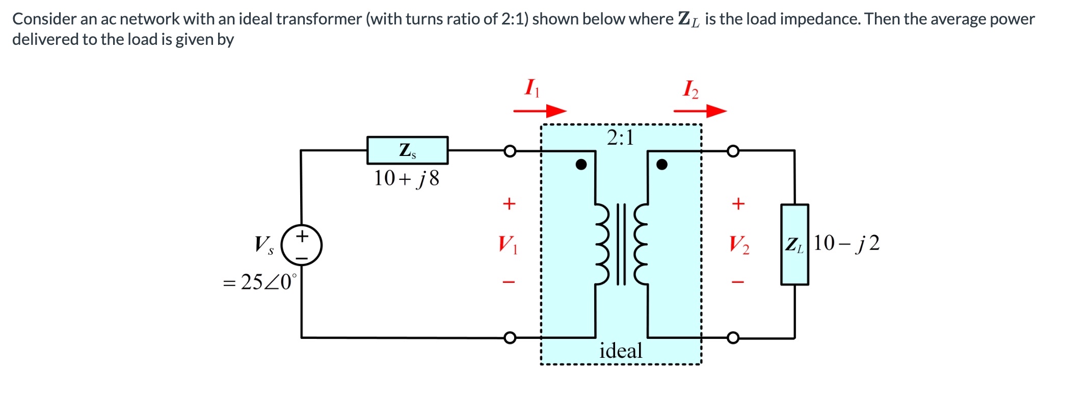 Solved Consider an ac network with an ideal transformer | Chegg.com