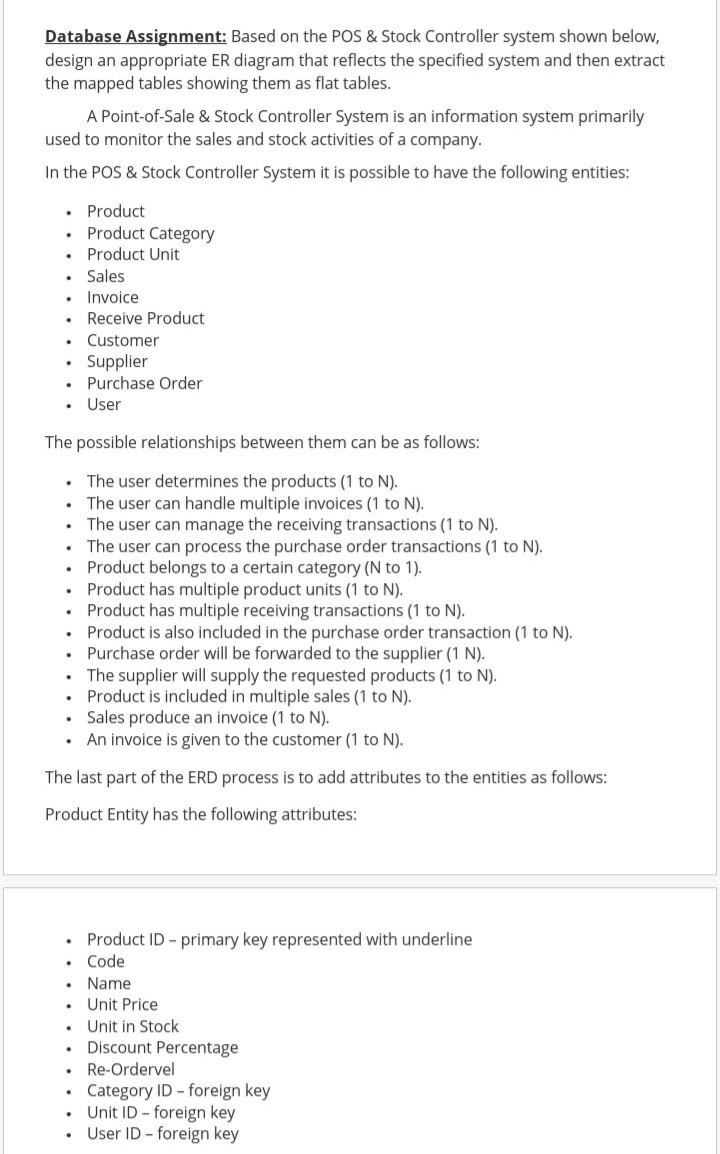 Solved Database Assignment: Based on the POS \& Stock | Chegg.com