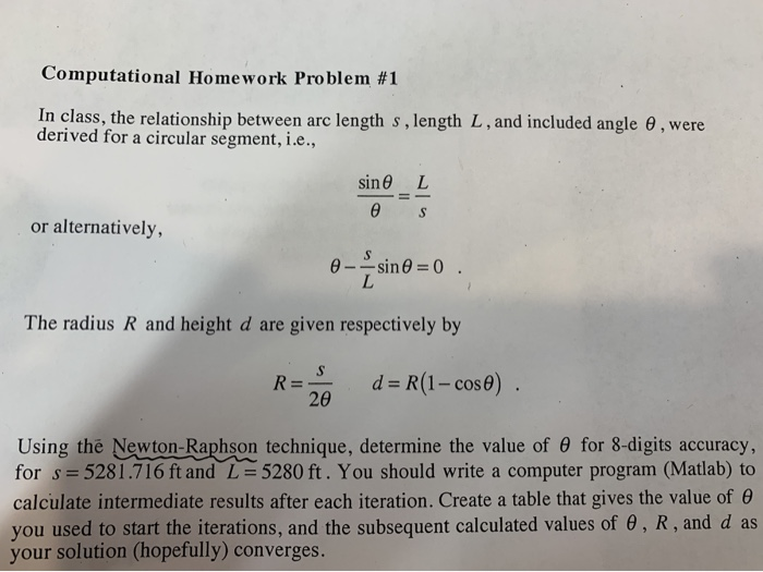 Solved Computational Homework Problem #1 In class, the | Chegg.com