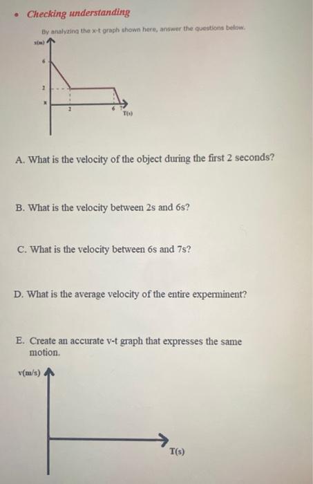 Solved • Checking understanding By analyzing the x-t graph | Chegg.com