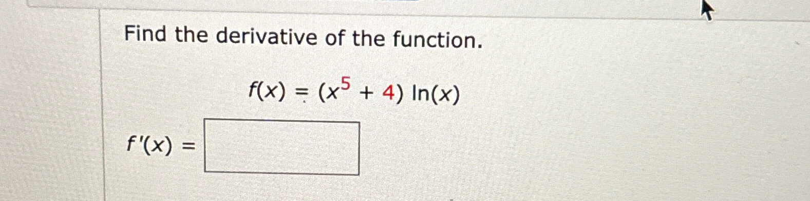 Solved Find the derivative of the | Chegg.com