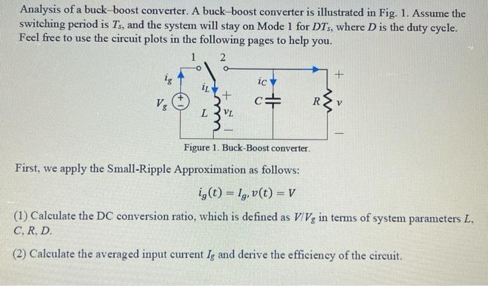 Solved Analysis of a buck-boost converter. A buck-boost | Chegg.com