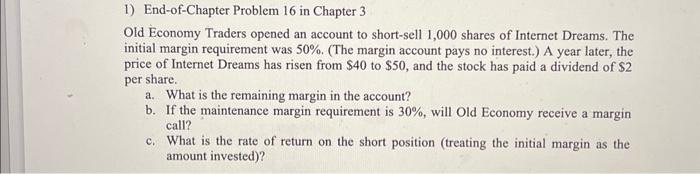 Solved 1) End-of-Chapter Problem 16 in Chapter 3 Old Economy | Chegg.com