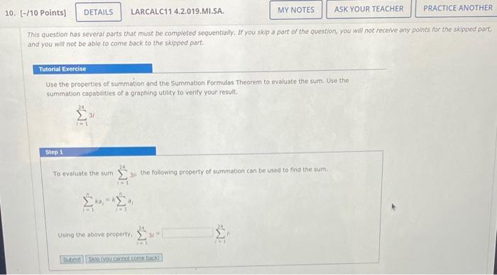 Solved 10. [-/10 Points) DETAILS LARCALC11 4.2.019.MI.SA. MY | Chegg.com Solved 10. [-/10 Points) DETAILS LARCALC11 4.2.019.MI.SA. MY | Chegg.com