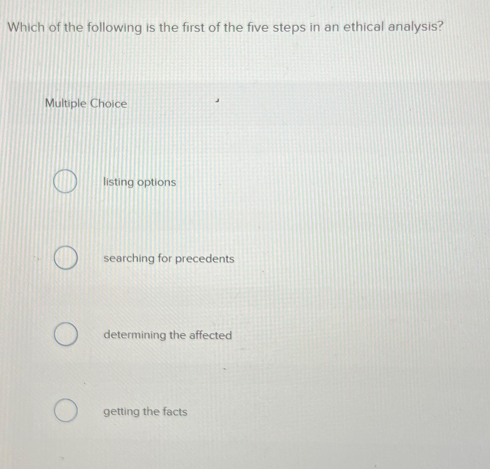 Solved Which of the following is the first of the five steps | Chegg.com