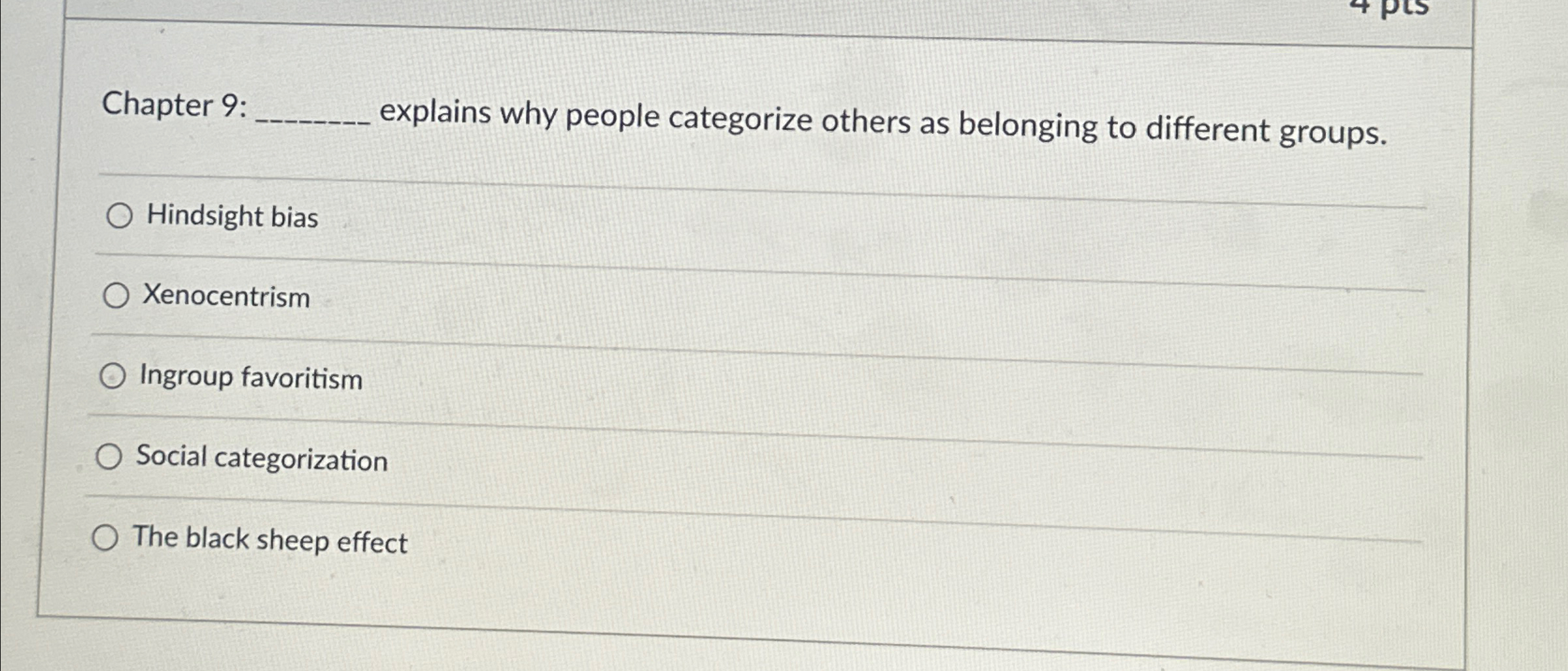 Solved Chapter 9: explains why people categorize others as | Chegg.com Solved Chapter 9: explains why people categorize others as | Chegg.com
