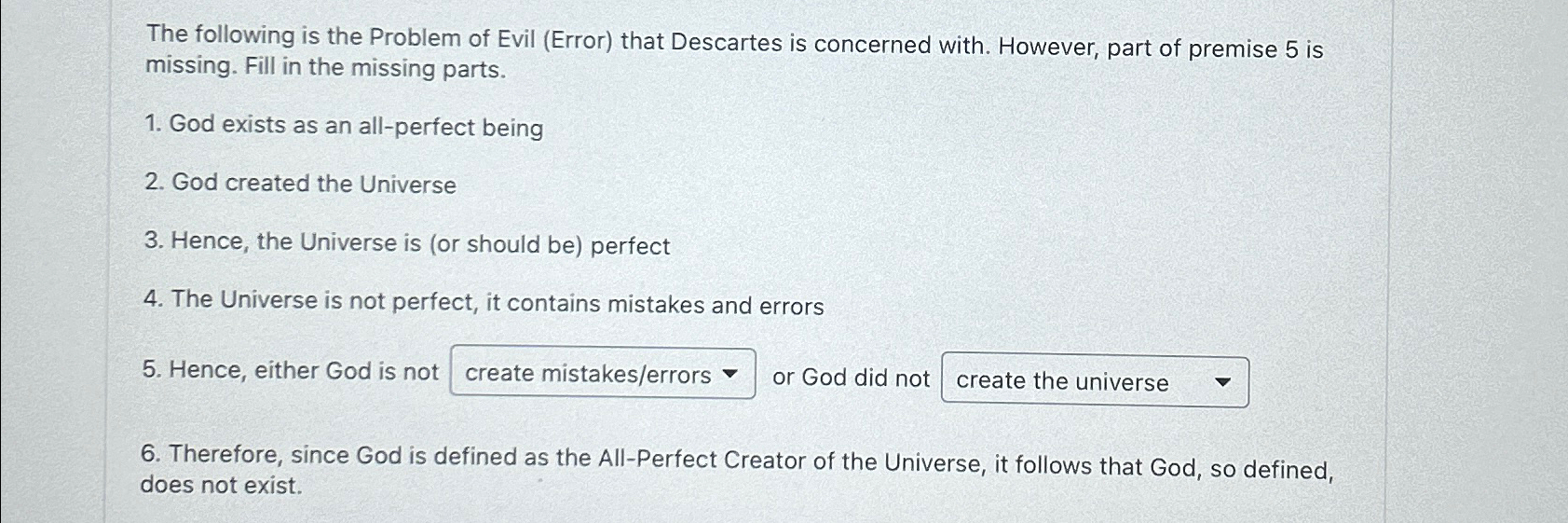 Solved The following is the Problem of Evil (Error) ﻿that | Chegg.com