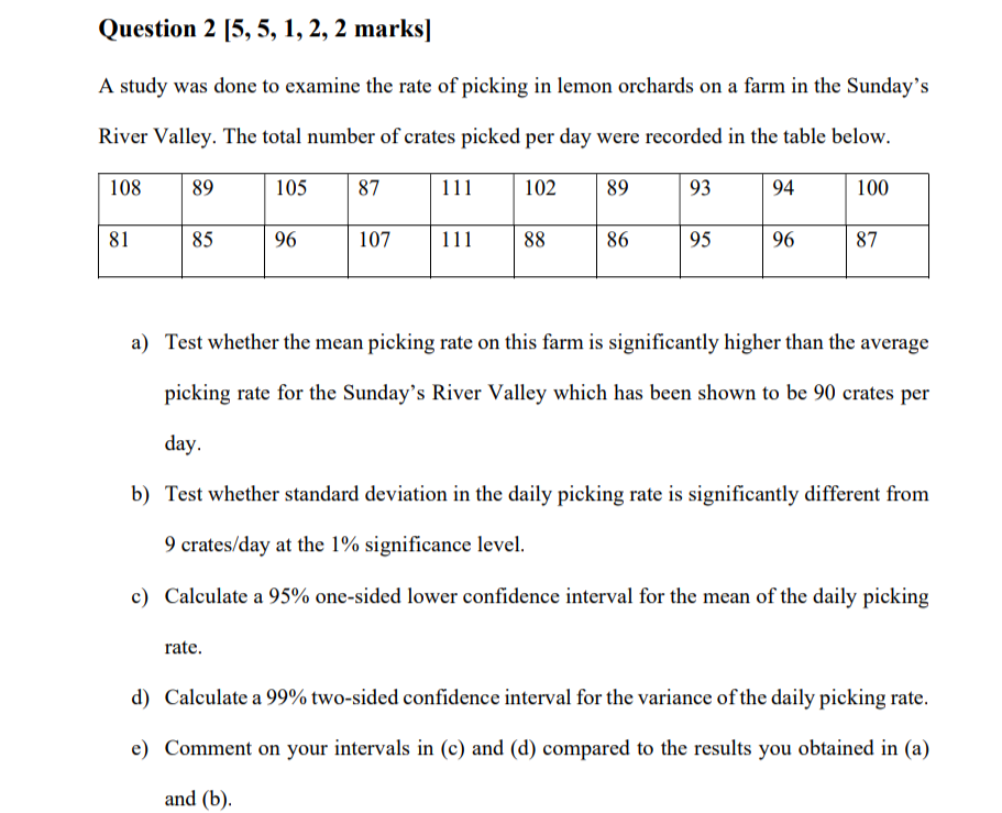 Solved A study was done to examine the rate of picking in | Chegg.com