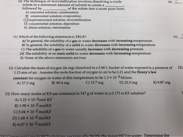 Solved 10) The technique of recrystallization involves | Chegg.com