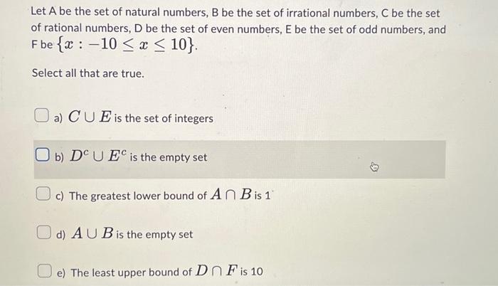 Solved Let A be the set of natural numbers, B be the set of | Chegg.com