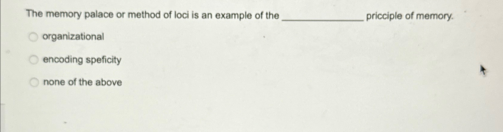 Solved The memory palace or method of loci is an example of | Chegg.com