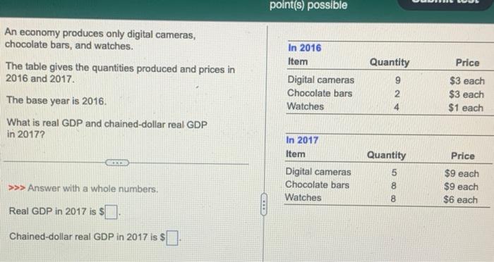 Solved An economy produces only digital cameras, chocolate | Chegg.com