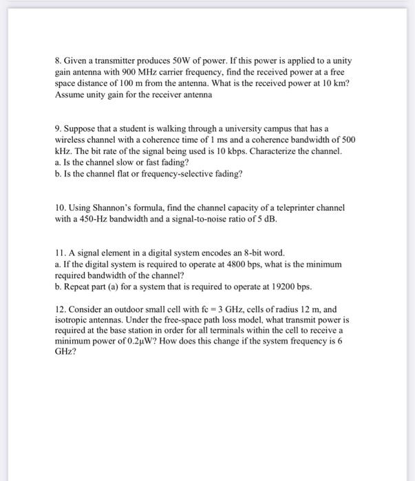 Solved 1. The ERP of a transmitting station is specified as | Chegg.com