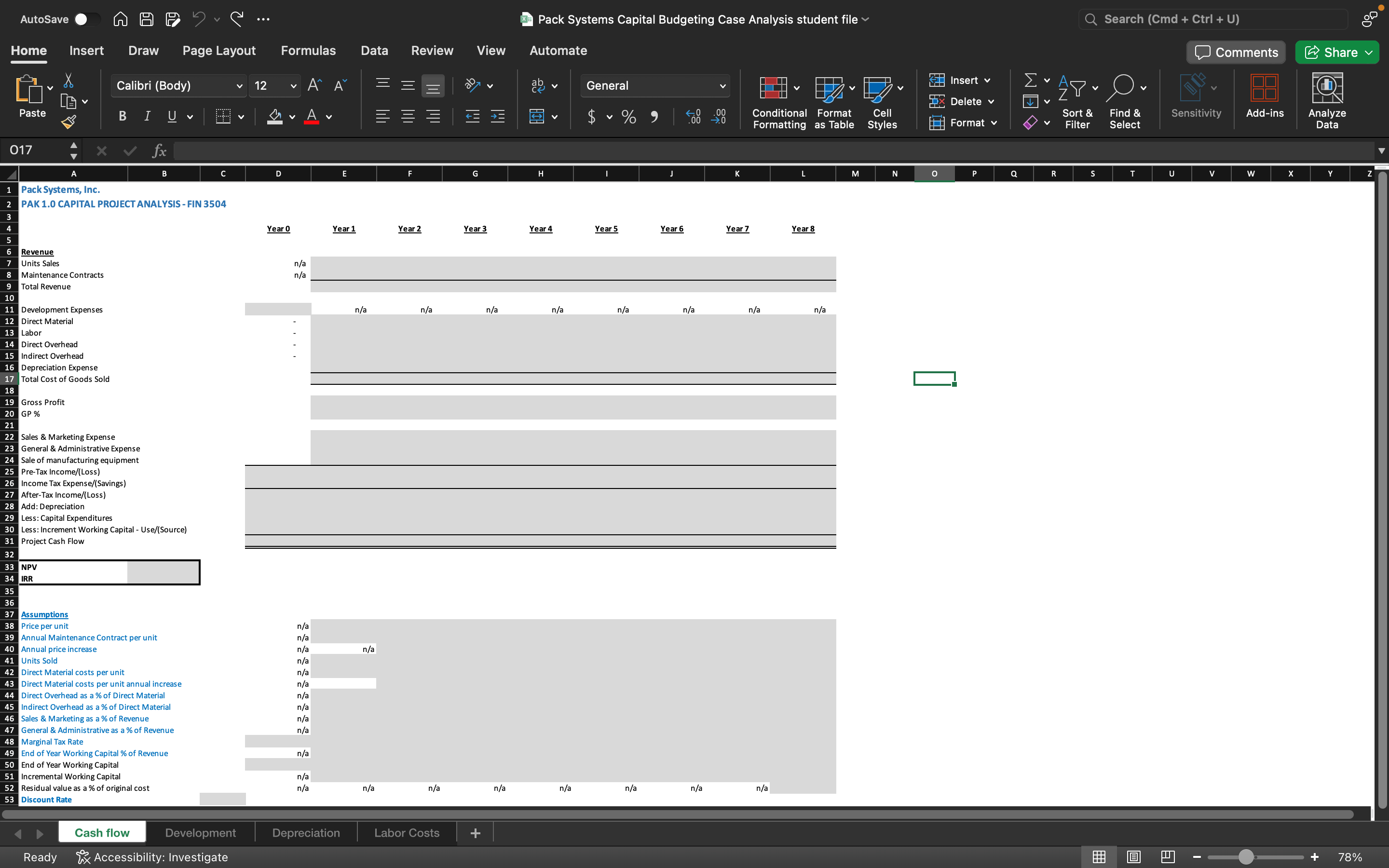 Solved Complete Excel with given information. Excel includes | Chegg.com