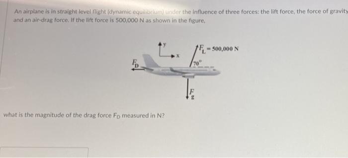 Solved An airplane is in straight level flight (dynamic | Chegg.com