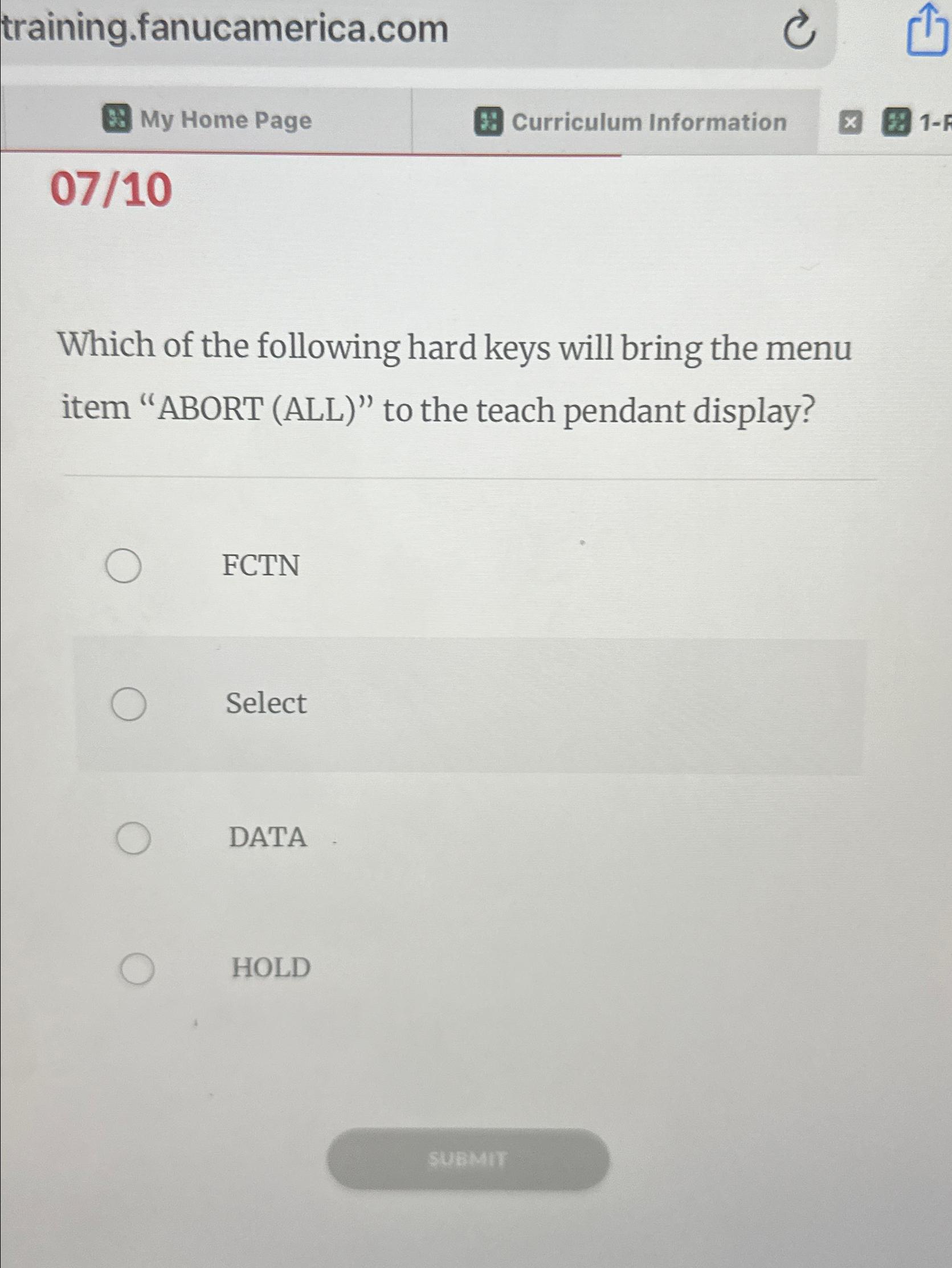 Solved 0710Which of the following hard keys will bring the | Chegg.com