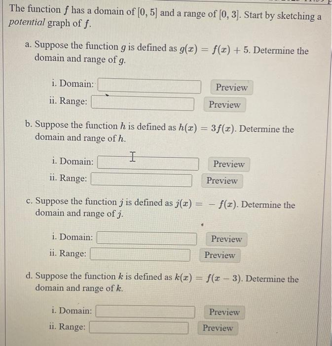 Solved The Function F Has A Domain Of [0 5] And A Range Of
