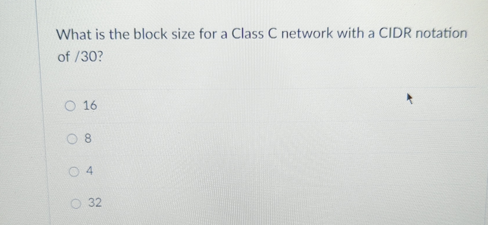 Solved What is the block size for a Class C network with a | Chegg.com