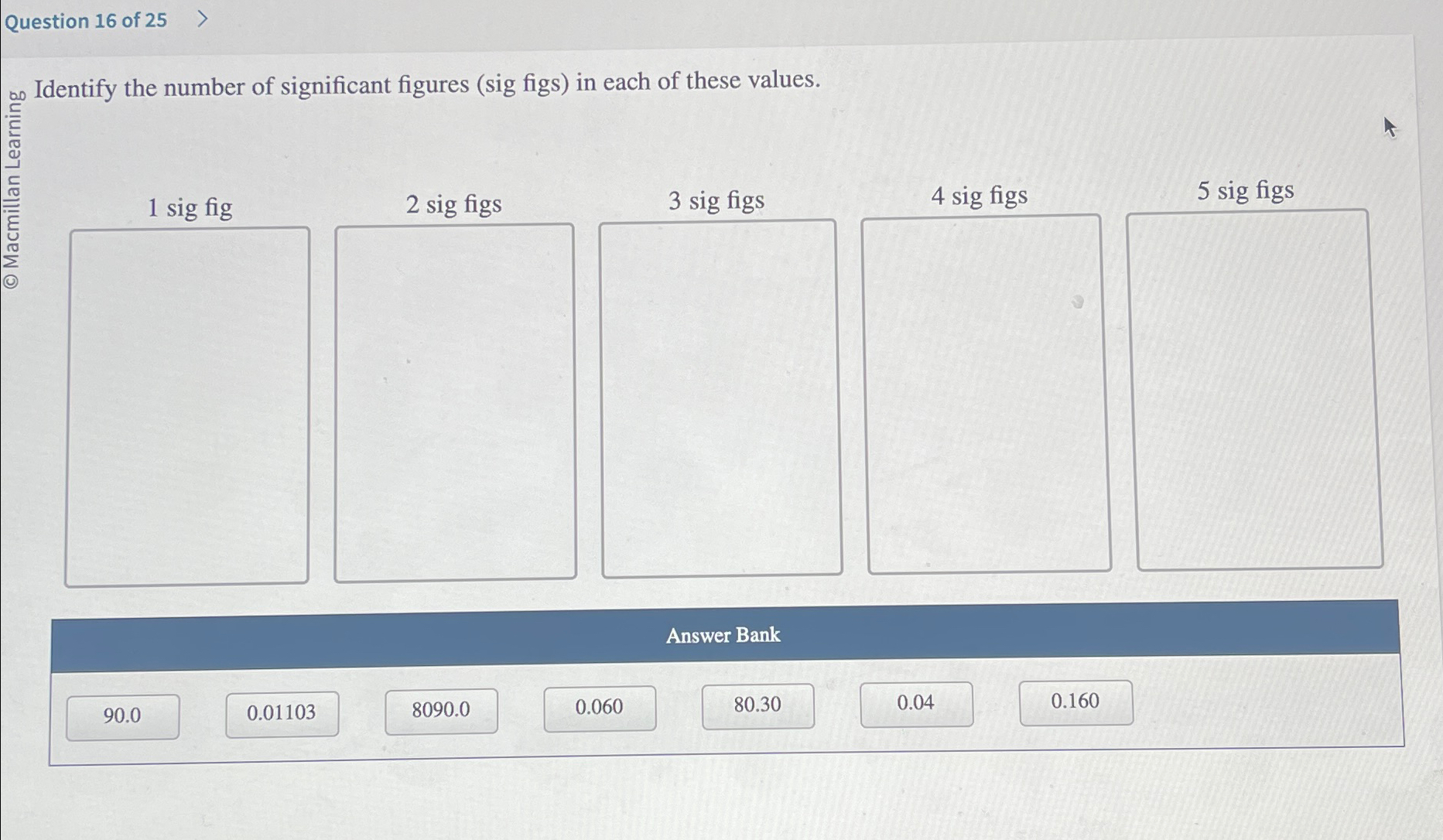 Solved Question 16 ﻿of 25Identify the number of significant | Chegg.com