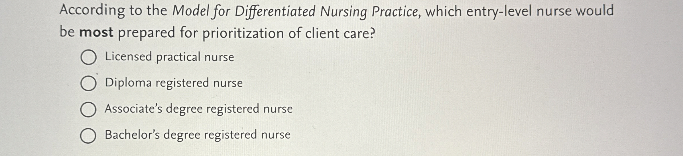 Solved According to the Model for Differentiated Nursing | Chegg.com