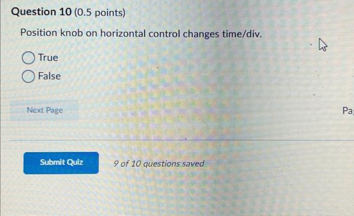Solved Position knob on horizontal control changes time/div. | Chegg.com