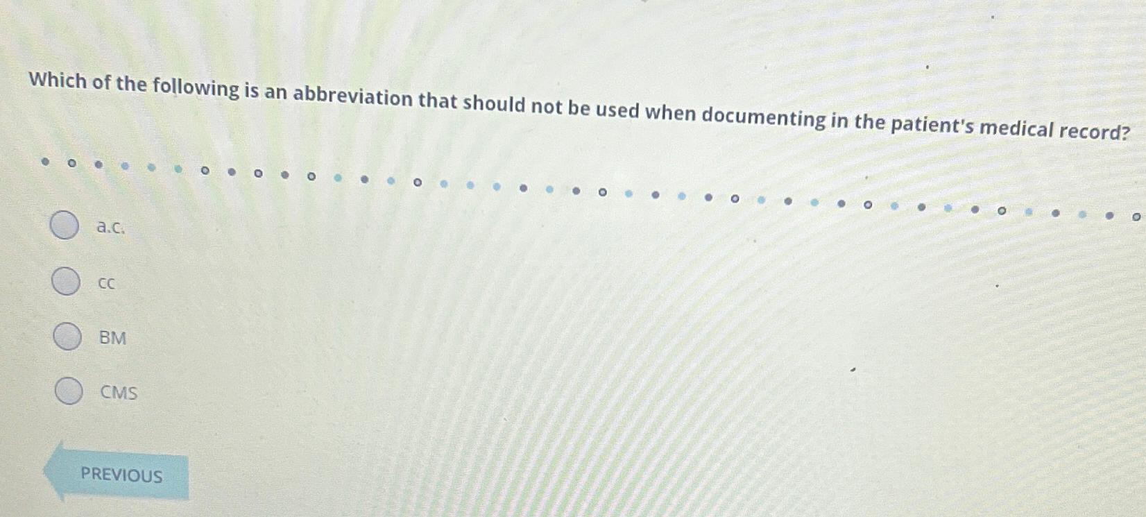 Solved Which of the following is an abbreviation that should | Chegg.com
