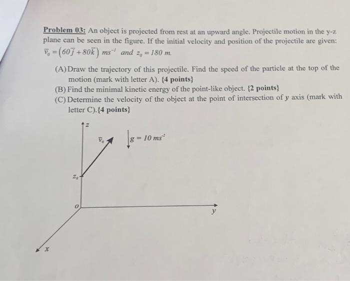 Solved Problem 03: An object is projected from rest at an | Chegg.com