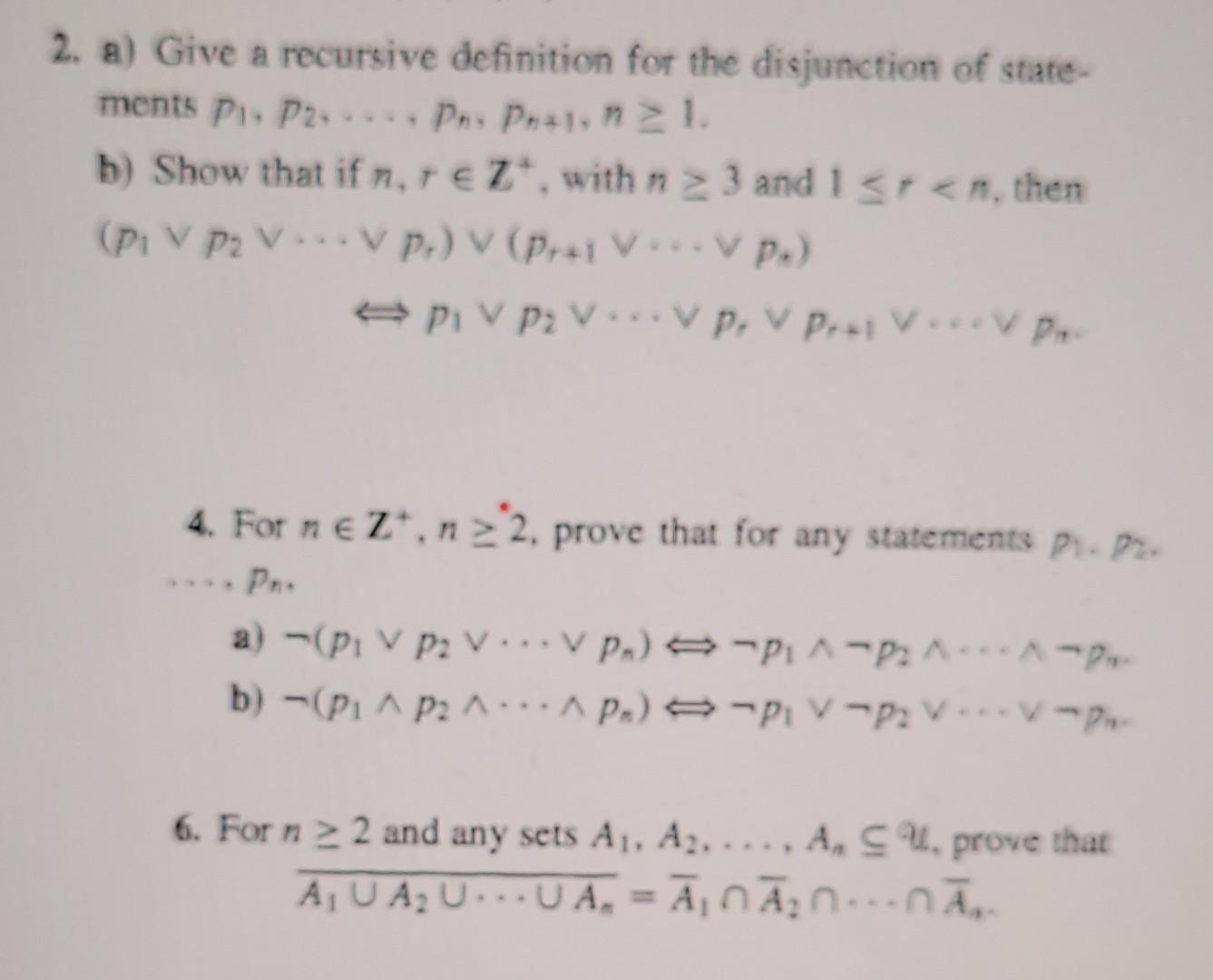 Solved 2. a) Give a recursive definition for the disjunction | Chegg.com