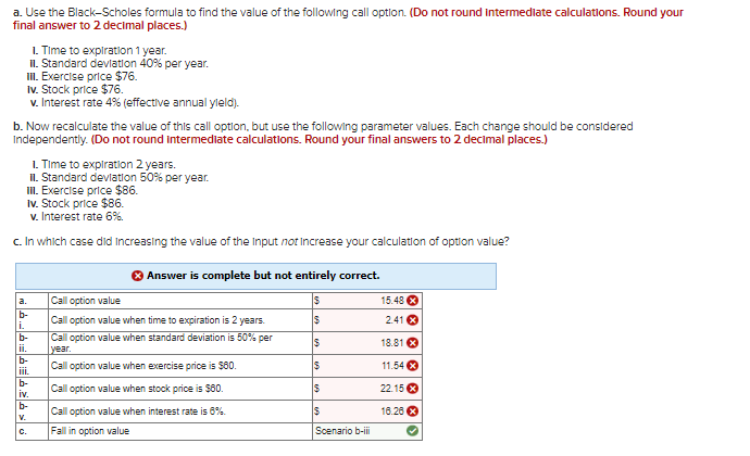 Solved a. ﻿Use the Black-Scholes formula to find the value | Chegg.com