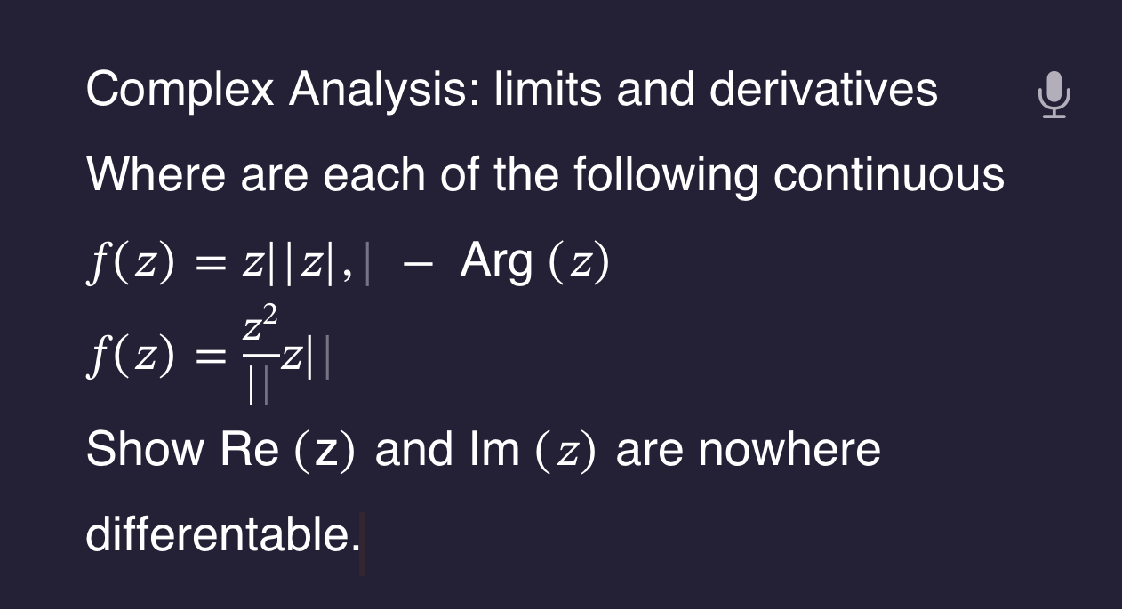 Solved Complex Analysis: limits and derivativesQWhere are | Chegg.com