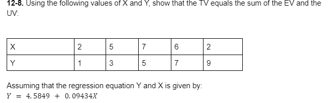 Solved 12-8. ﻿Using the following values of x ﻿and Y, ﻿show | Chegg.com