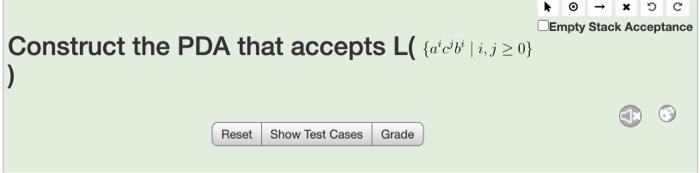 Solved Construct the PDA that accepts L( {a¹c¹b¹ | i,j ≥ 0} | Chegg.com