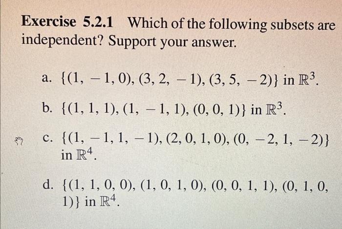 Solved Exercise 5.2.1 Which of the following subsets are | Chegg.com