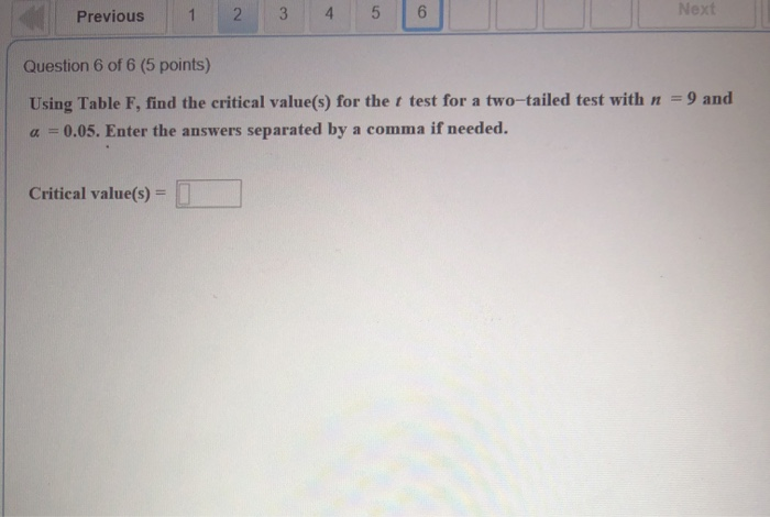 Solved Previous 1 2 3 4 5 6 Question 6 of 6 (5 points) Using | Chegg.com