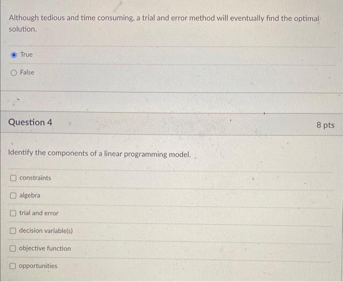 Solved Although tedious and time consuming, a trial and | Chegg.com