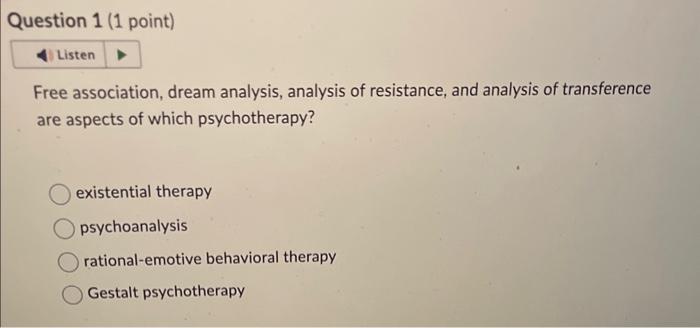 Solved Free association, dream analysis, analysis of | Chegg.com