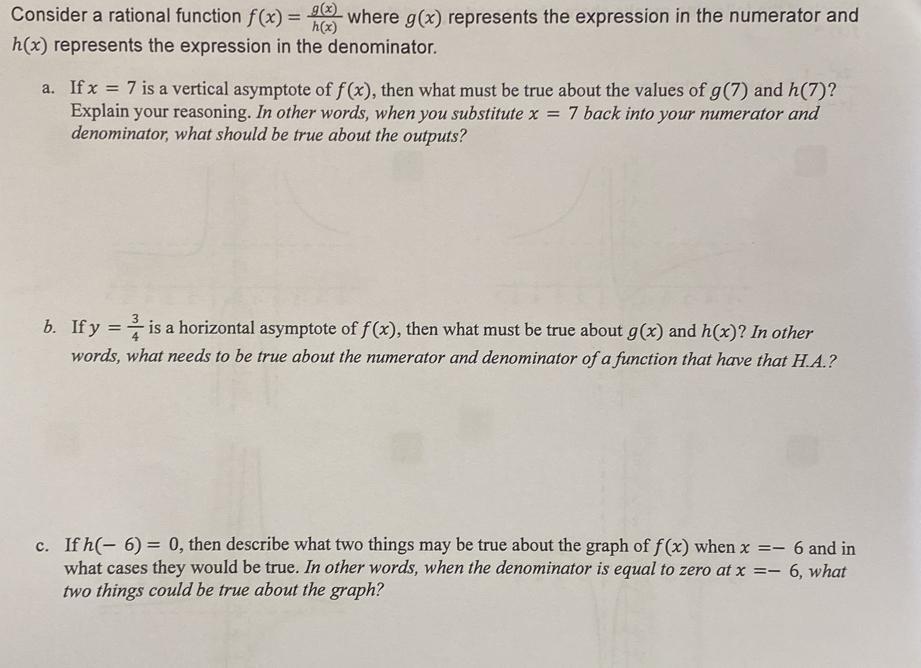 Solved Consider a rational function f(x)=h(x)g(x) where g(x) | Chegg.com