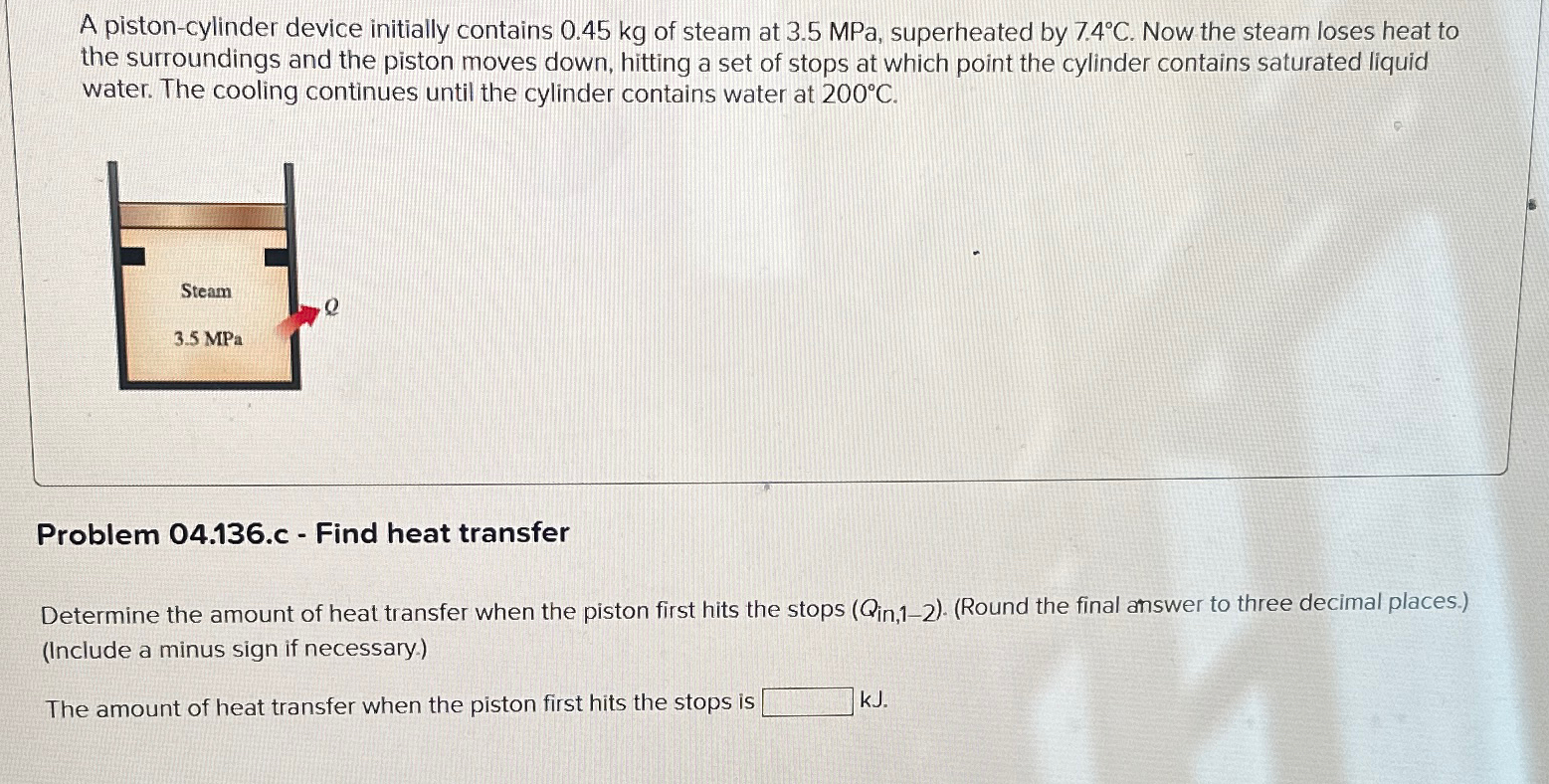 Solved A piston-cylinder device initially contains 0.45kg | Chegg.com