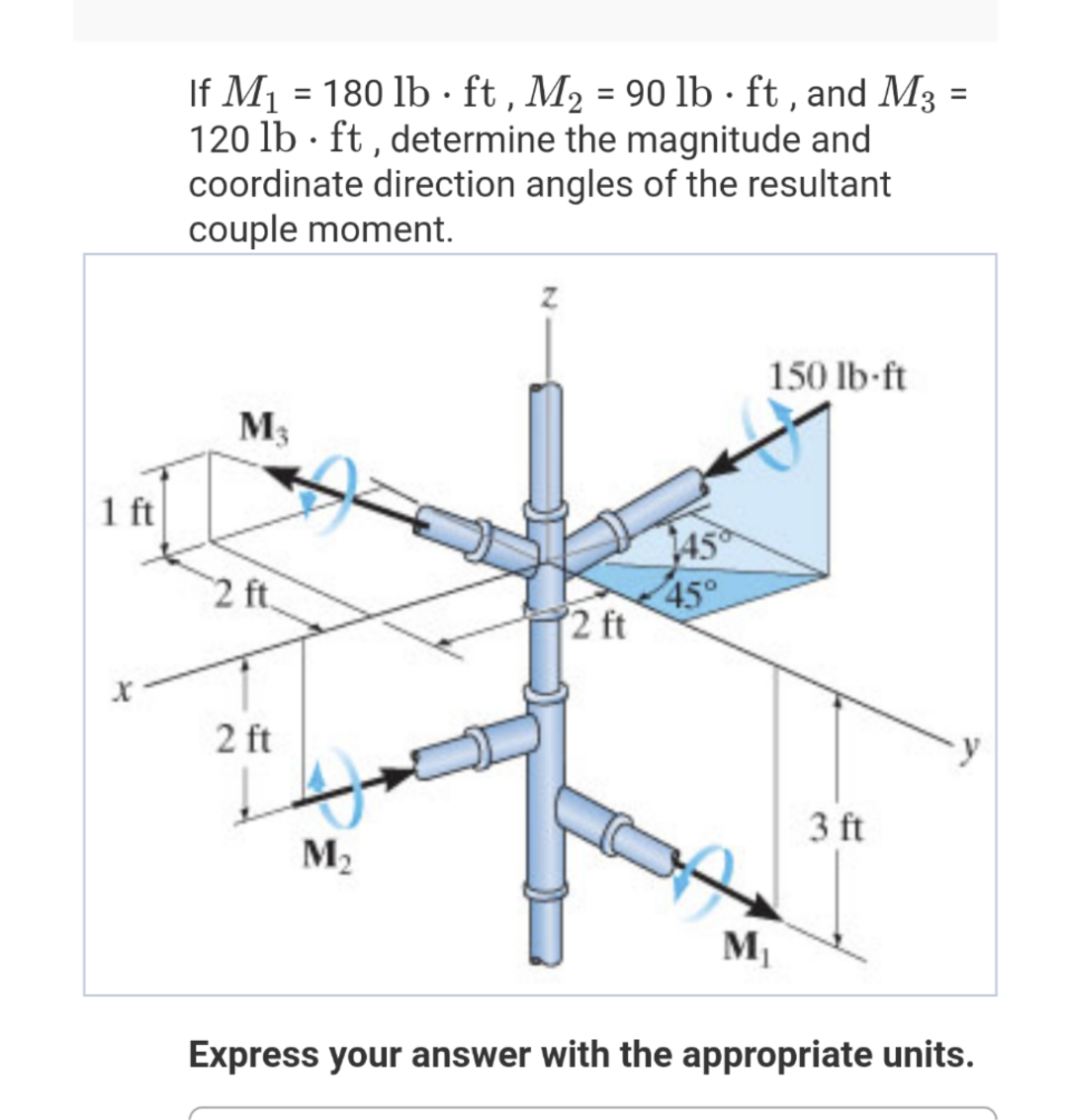Solved = If M1 = 180 lb·ft, M2 = 90 lb · ft, and M3 120 lb · | Chegg.com