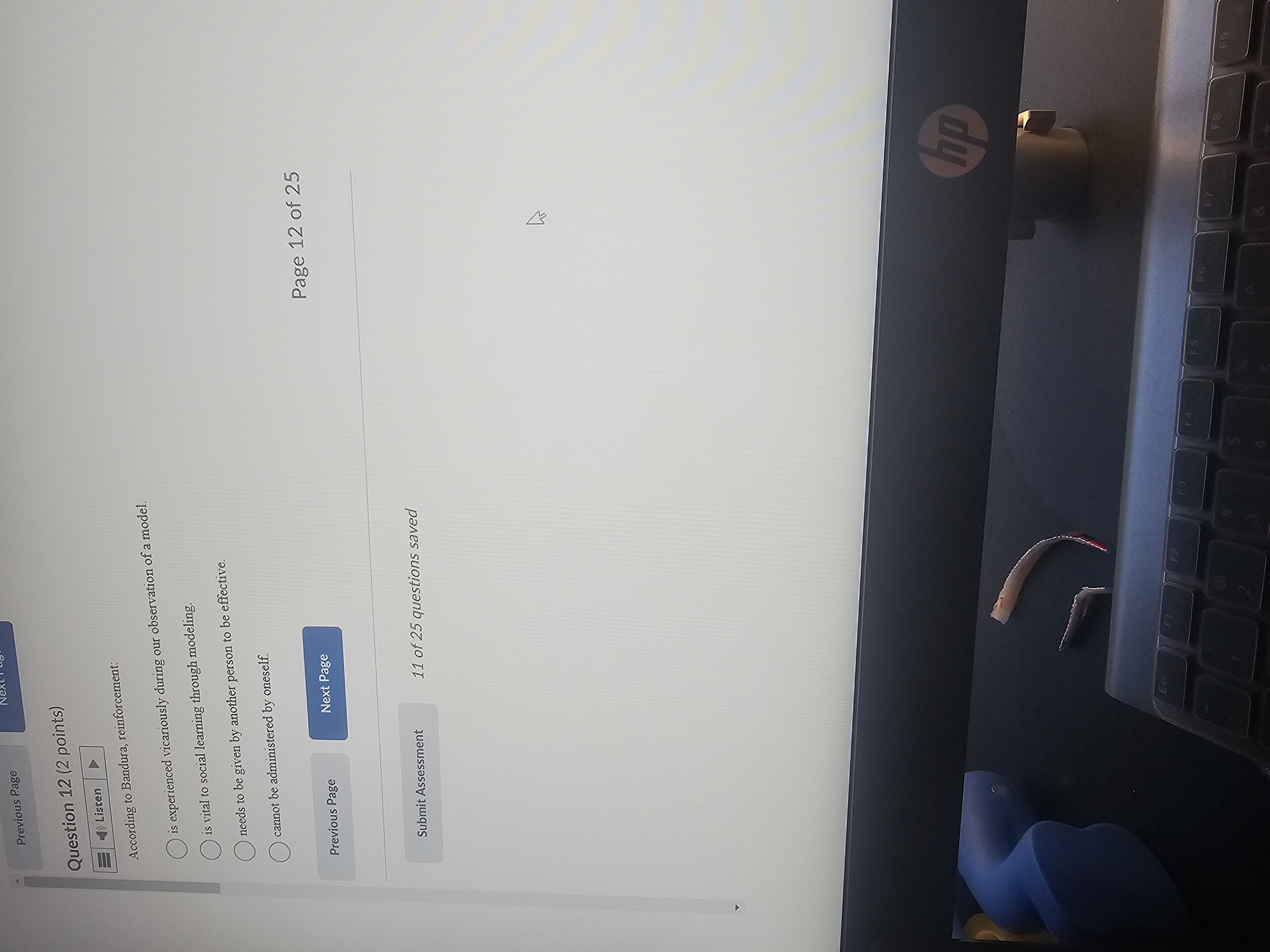 Solved Question 12 (2 ﻿points)According to Bandura, | Chegg.com