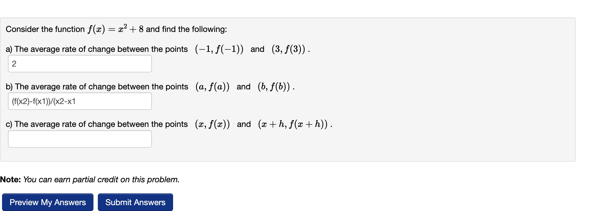 Solved Consider the function f(x)=x2+8 ﻿and find the | Chegg.com