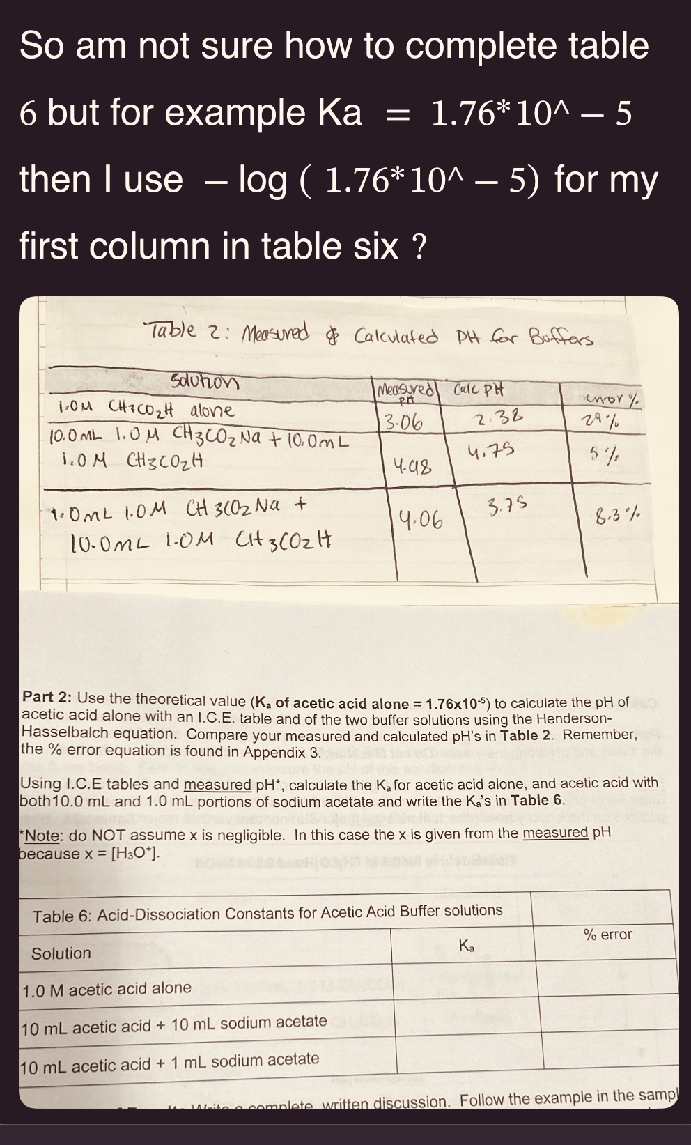 Solved Am not sure how to complete table 6 | Chegg.com
