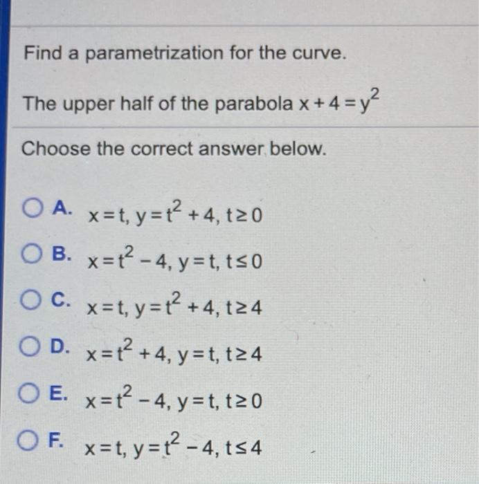 Solved Find a parametrization for the curve. The upper half | Chegg.com